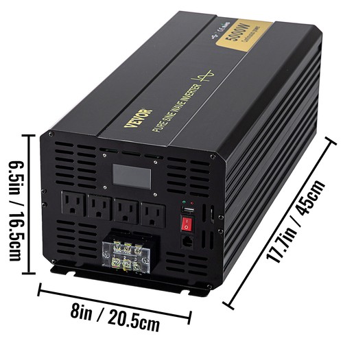 VEVOR Pure Sine Wave Power Inverter 5000W 10000W DC 12V to 120V AC LCD ...