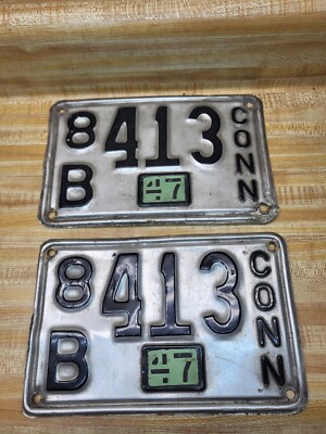 Pair of 1947 Connecticut License Plates Vintage Antique Plate ~ Nice | eBay