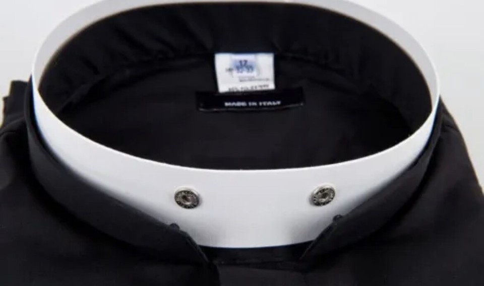 CLERGY ROMAN CLERICAL CATHOLIC PRIEST SHIRT LONG SLEEVE COTTON BLEND ...