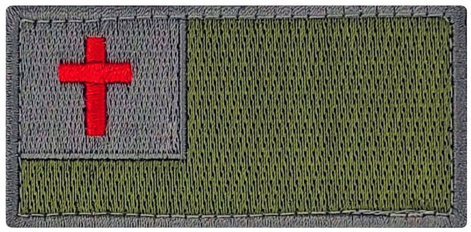 CHRISTIAN FLAG CROSS EMBROIDERED TACTICAL PATCH |2PC HOOK BACKING 3"x1 ...