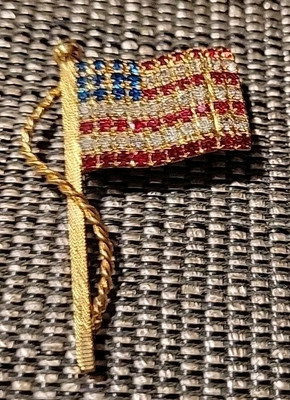 Patriotic American Rhinestones Flag Goldtone | eBay