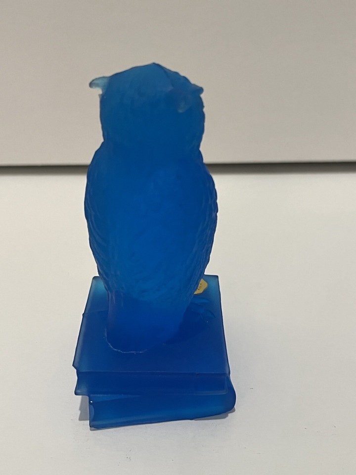 Westmoreland Colbalt Blue Glass Owl Rhinestone Eyes Stack of Books | eBay