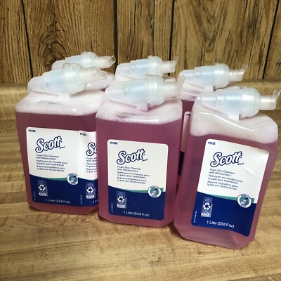 6 Refills Scott Foam Skin Cleanser with Moisturizers 1 Liter Refill Exp ...