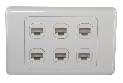 6 Gang Wall Plate Wallplate Clipsal Style 1 RJ45 Cat 6 Data Network LAN ...