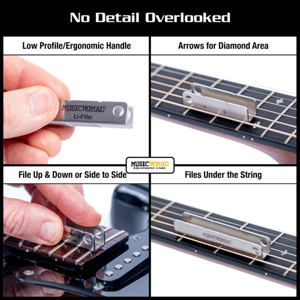 Fret Leveler - Diamond U-File for Leveling Single Guitar Frets - 3 Pack ...