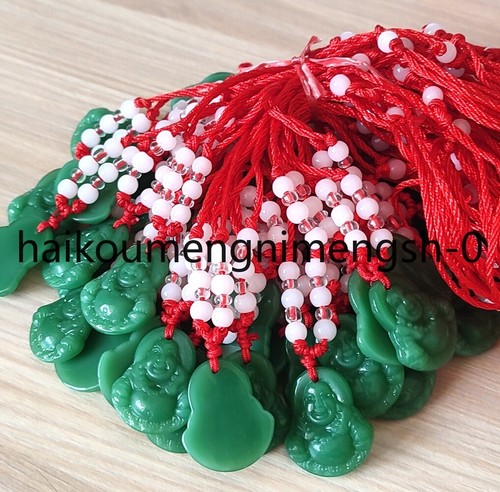 10Pcs Grade A Natural Green Jade Hand carved Buddha Pendant Necklace | eBay