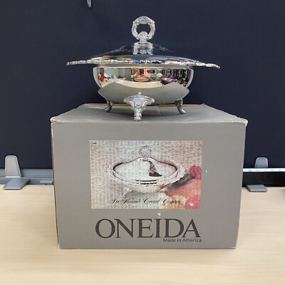 Vintage Oneida Du Maurier Covered 3pcs Casserole w/PYREX Silver Plate ...
