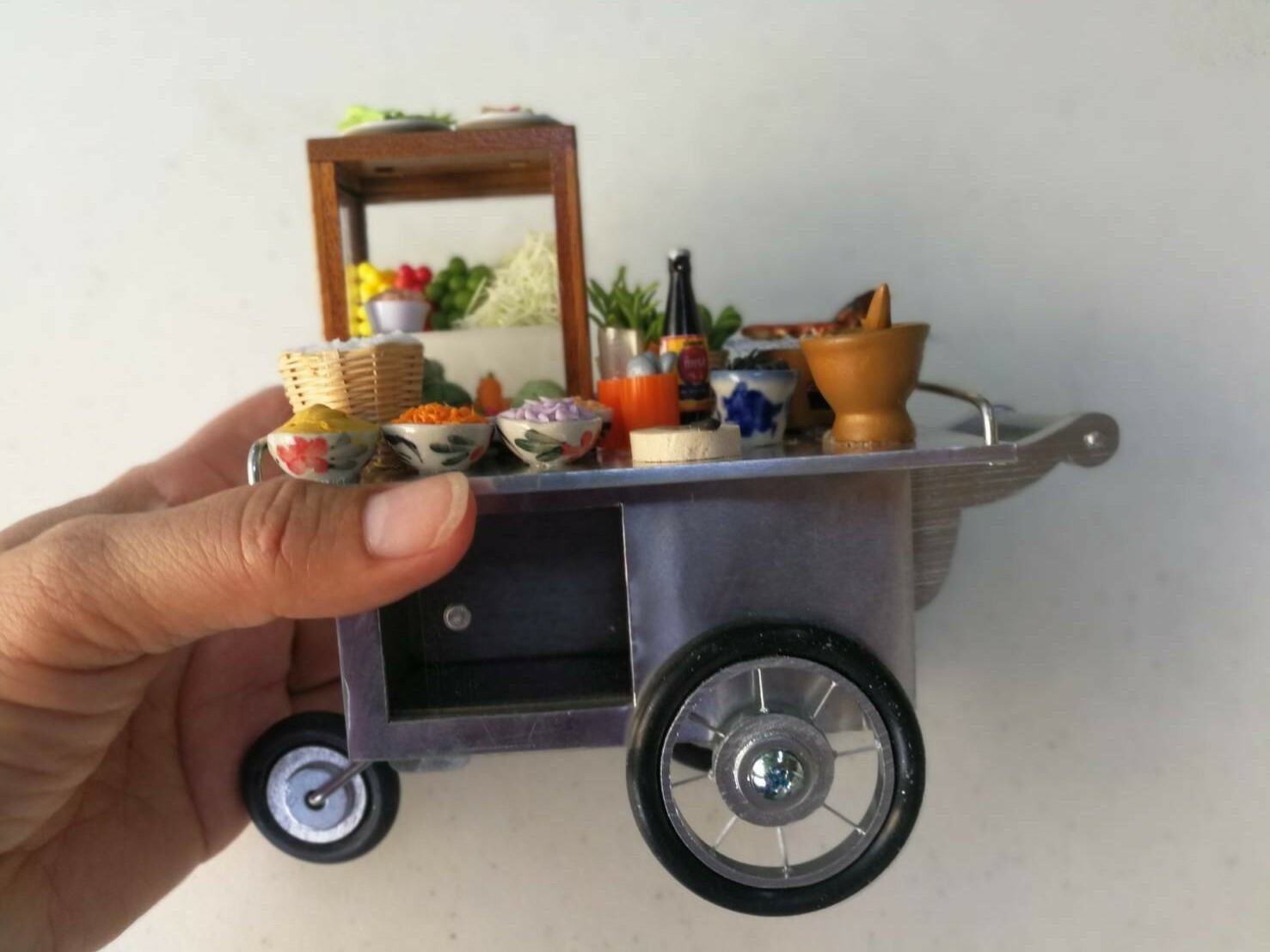 Thai Model Miniature Trolley Street Gifts Dollhouse Somtum Papaya Vegan ...