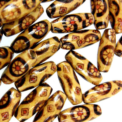 Wooden Rice Shape Beads Patterned Jewellery making Bead Craft W216 x 50 ...