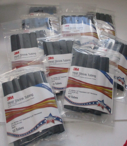 3M FP-301, 1/2" X 6" X 100 PCS, HEAT SHRINK TUBING THIN WALL, BLACK | eBay