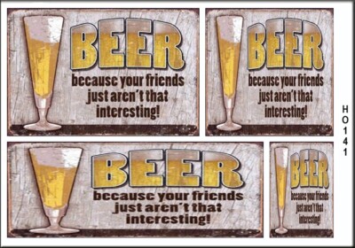 WEATHERED HO SCALE BEER BAR TAVERN BUILDING DIORAMA SIGNS EASY PEEL ...