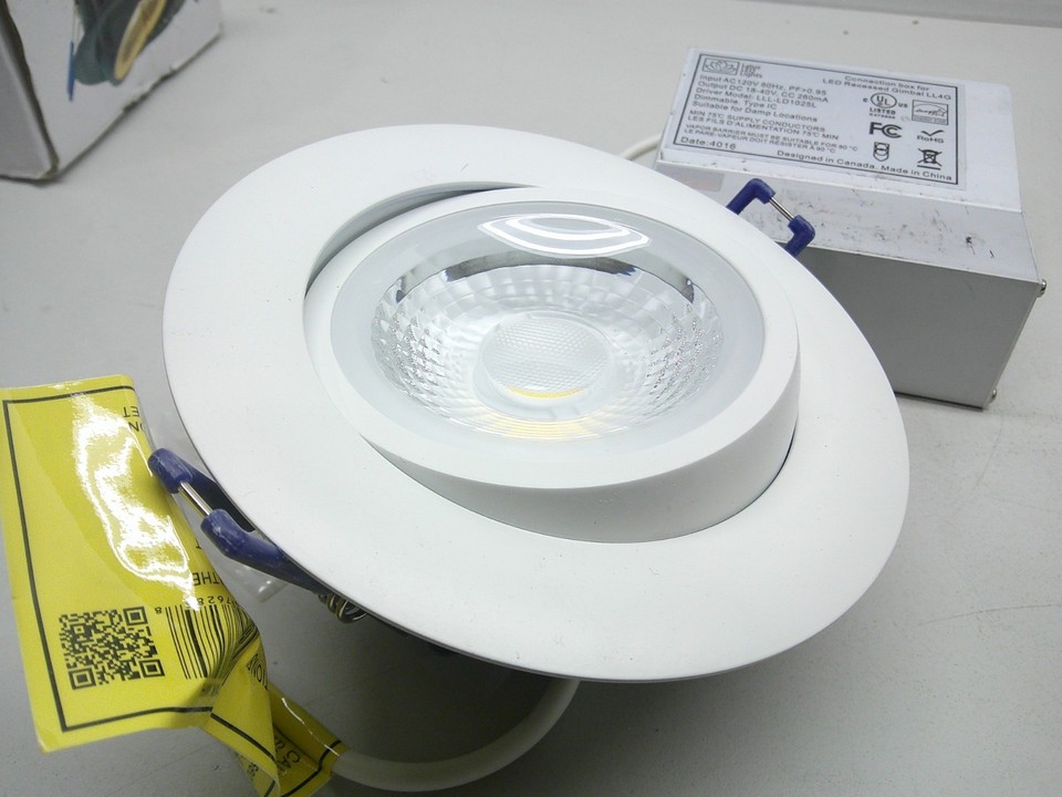 Lotus 4" Eyeball Gimbal LED Downlight 11W 4000K 1,050 Lumens 120V White ...