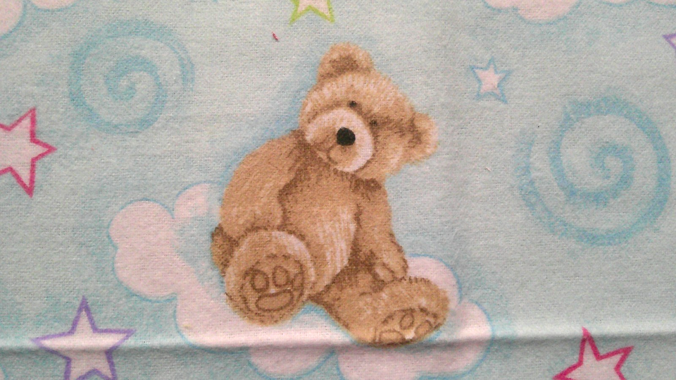 Fabric Springs Boyd Bears on Baby Blue and Mint Green 2 pcs Clouds ...