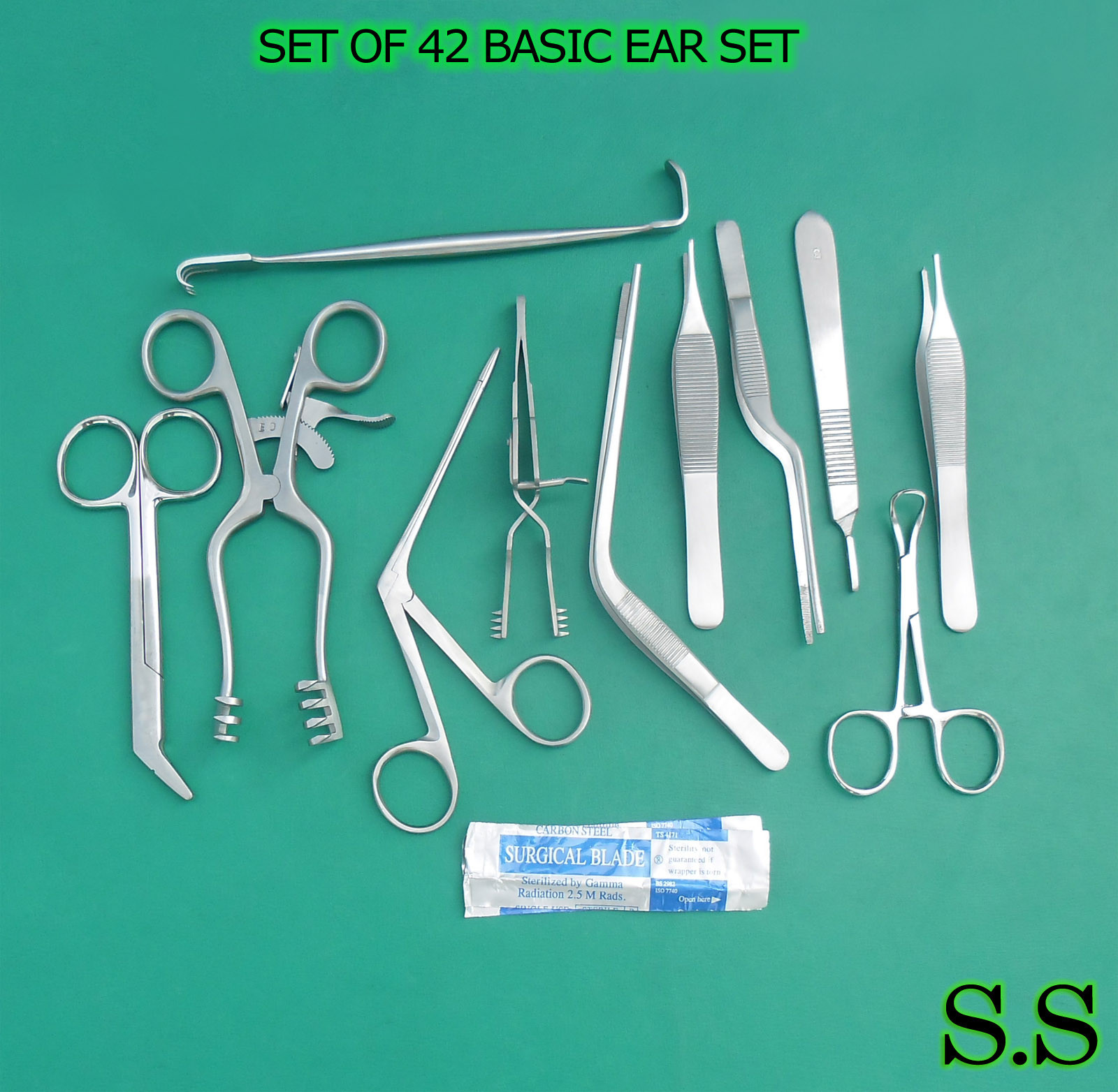 SET OF 42 BASIC EAR SET SURGERY INSTRUMENTS FORCEPS ENT MEDICAL BRAND ...