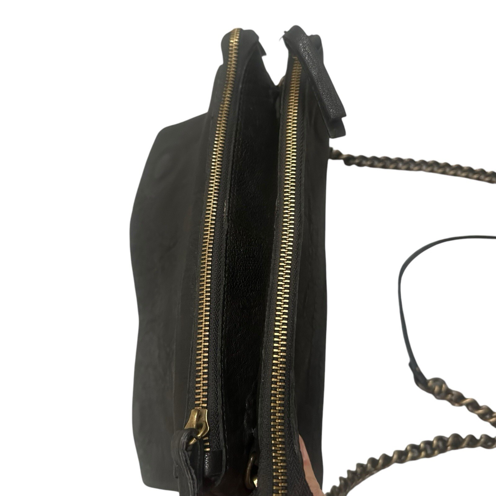 MAXON Collection BLACK Chainlink Pebble LEATHER Purse ITALY Crossbody ...