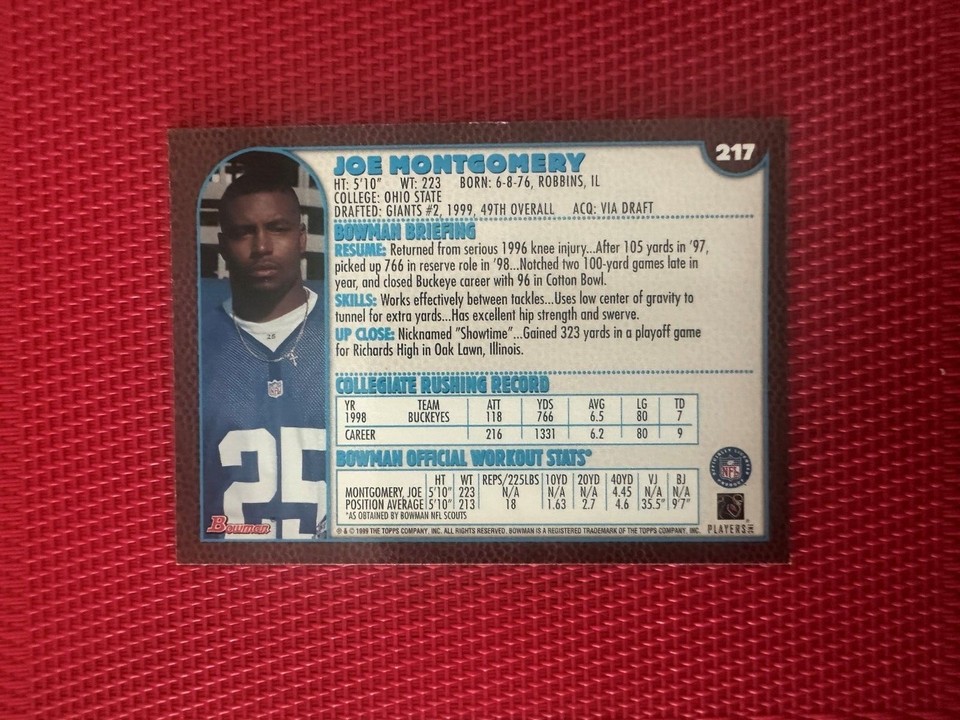 1999 Bowman #217 Joe Montgomery RC Giants | eBay