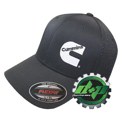 Cummins truckers air mesh back summer hat black cap fitted flex fit l ...