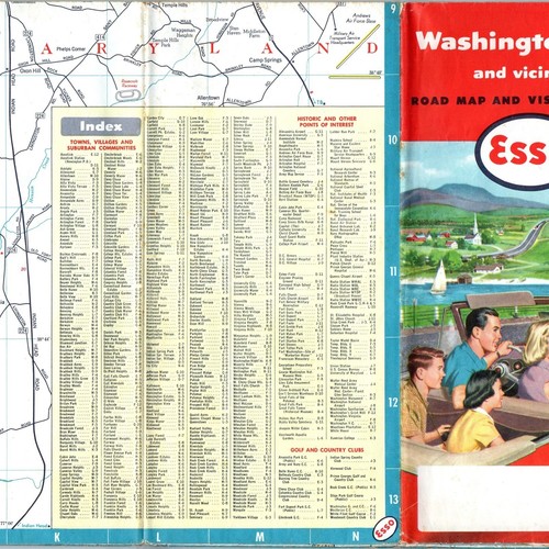 1954 Washington DC Esso Road Map Visitor's Guide Advertising Art ...