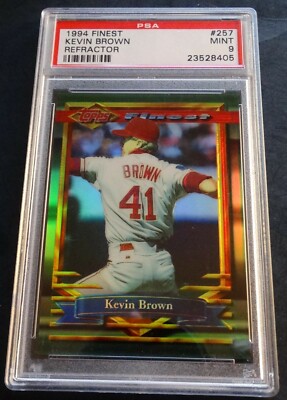 1994 KEVIN BROWN FINEST REFRACTOR #257 PSA 9 TEXAS RANGERS POP 2 (386 ...
