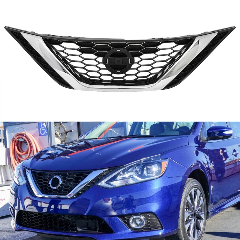 Front Bumper Upper Grill For Nissan Sentra 2016 17 18 Grille Chrome ...