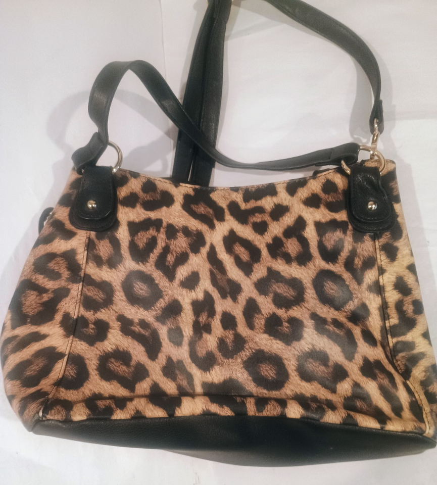Coach Leather Handbag Leopard Print - 13", Expandable w/Shoulder, Hand ...