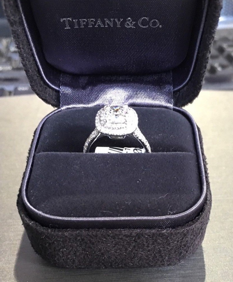 Original Tiffany&Co Engagement Ring Soleste Halo Ring with 1.01ct ...