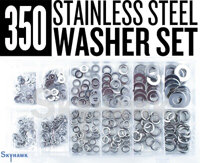 New 350PC Stainless Steel Flat Spring Washers Assortment Steel Lock ...