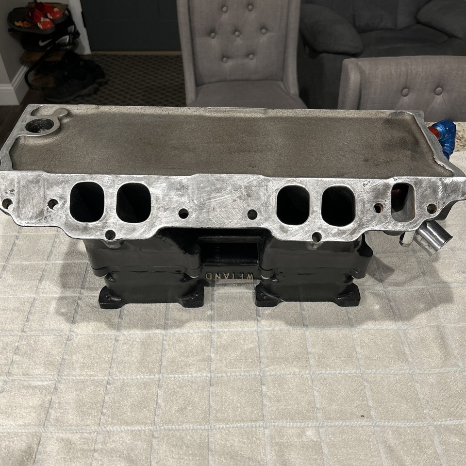 Vintage Weiand Tunnel Ram 2x4 Intake Manifold 5980 Dual Carb BBC Chevy ...