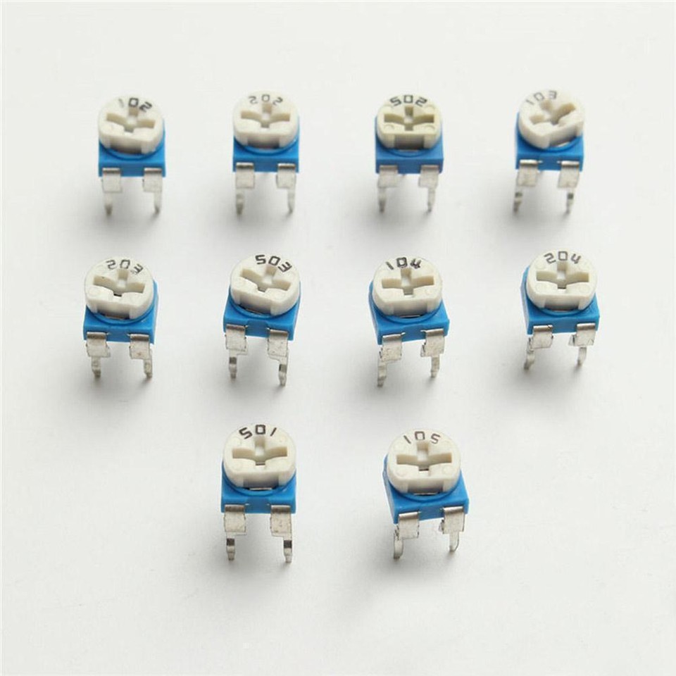 100pcs 10 Value Potentiometer Trimpot Variable Resistor Assortment Box ...