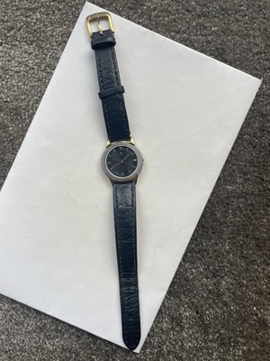 Noblia Damen Armbanduhr, flach, teilweise vergoldet, Lederarmband, NP ...