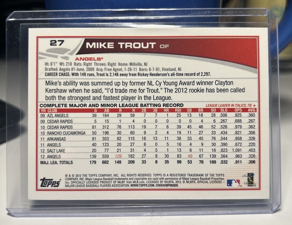 2013 Topps #27a Mike Trout Gold Rookie Cup Los Angeles Angels | eBay