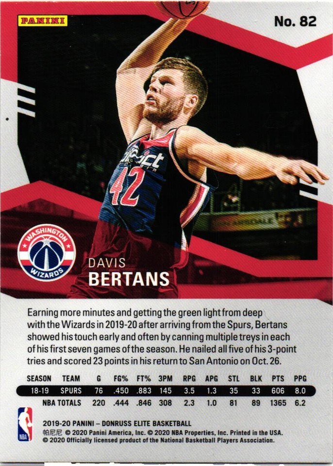 2019 Donruss Elite #82 Davis Bertans Very Good | eBay