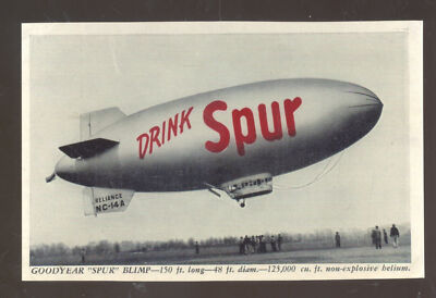 ADRON OHIO GOODYEAR BLIMP DRINK SPUR SOFT DRINK ADVERTISING POSTCARD ...