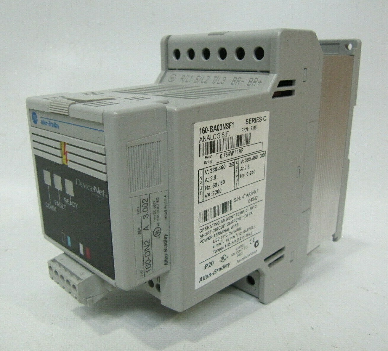 Allen-Bradley Analog S.F. VFD Drive + DeviceNet Cat. 160-BA03NSF1 + Cat ...
