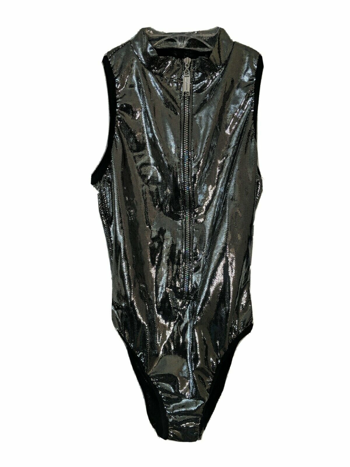 Speedo Vintage Women sparkling shiny Silver Swimsuit Tyra Banks ...