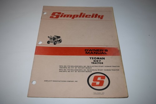 Simplicity Yeoman 637 Tractor Owner's Manual | eBay