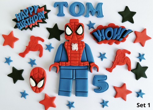 Edible Fondant Spiderman Blocks Cake Topper Fondant Sugar Paste ...