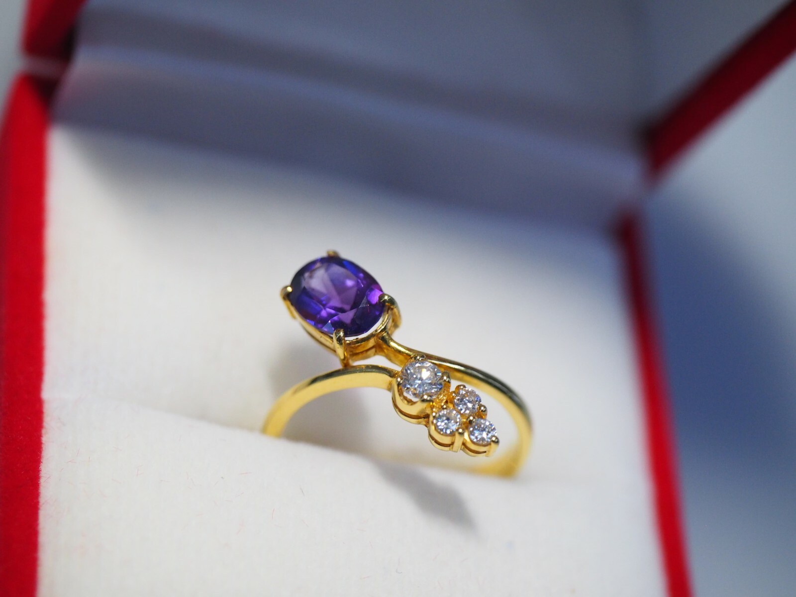 Amethyst Cross with 4 Diamonds Ring Handcrafted by Specialist Thai ...