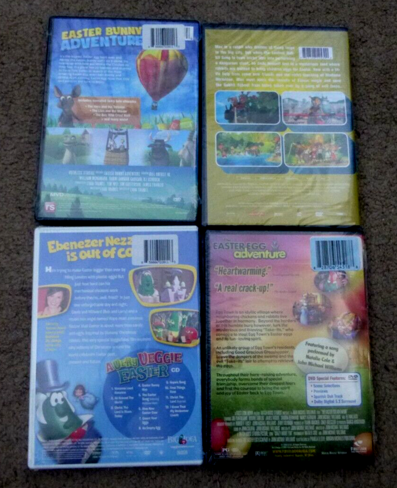 LOT OF 4 EASTER DVD's CHILDREN's DVD LOT NEW VEGGIE TALES EASTER BUNNY ...