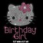 Hello Kitty Birthday Girl iron on rhinestone transfer applique bling ...