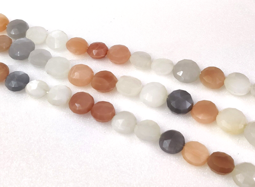 1 Strand Natural Top Quality Multi Moonstone Coin Gemstone Beads 18 ...