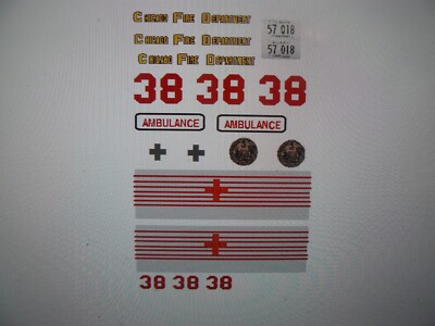 Chicago Ill Fire Ambulance Decals old school Caddy model 1:64 two for ...