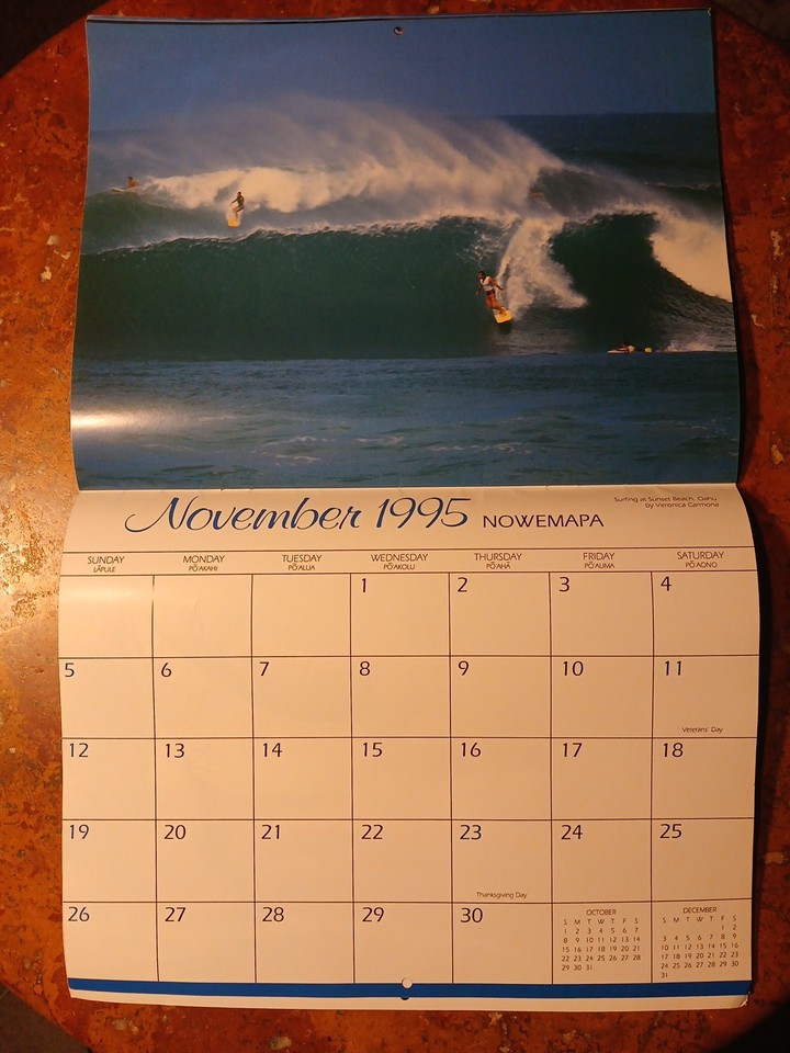 1995 HAWAII CALENDAR. Hilo Hattie Calender with Hawaiian Months/Days ...