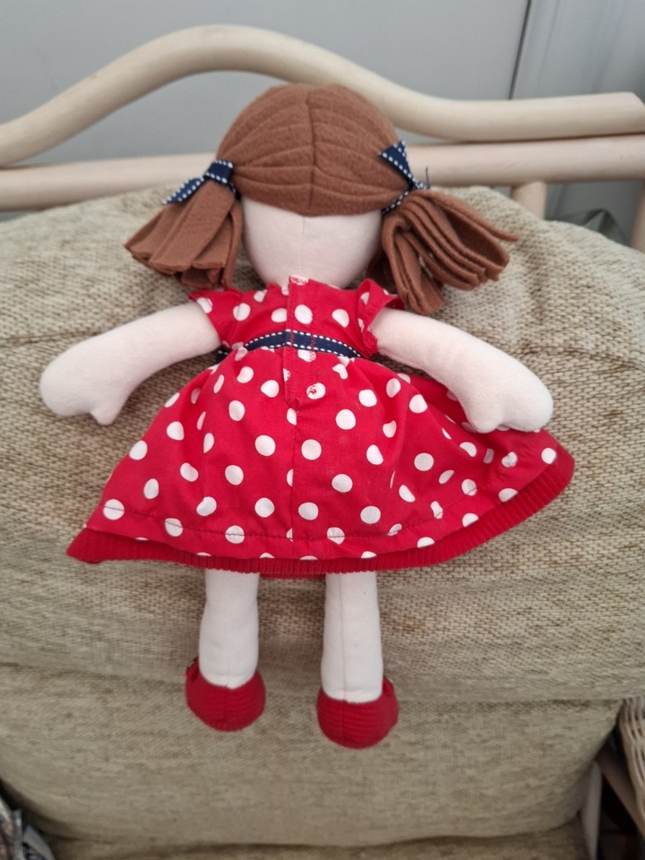 Early Learning Centre Rag Doll - Red Spotty Dress, Measures 16"from ...