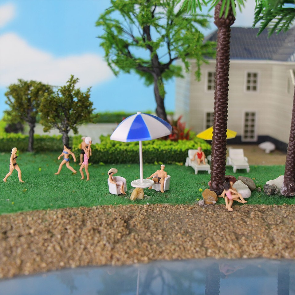 80pcs Different 1:87 HO Scale Seaside Visitors Swimming People Figures ...