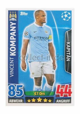 TOPPS Champions League - 40 - Vincent Kompany - Base Card | eBay