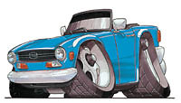 Triumph TR6 French Blue Cartoon car T-shirt available in sizes S-3XL | eBay