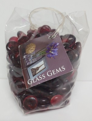 Flat Glass Gems Marbles Decorative Filler 2 Lbs+Ruby Blood Red Gemas de ...