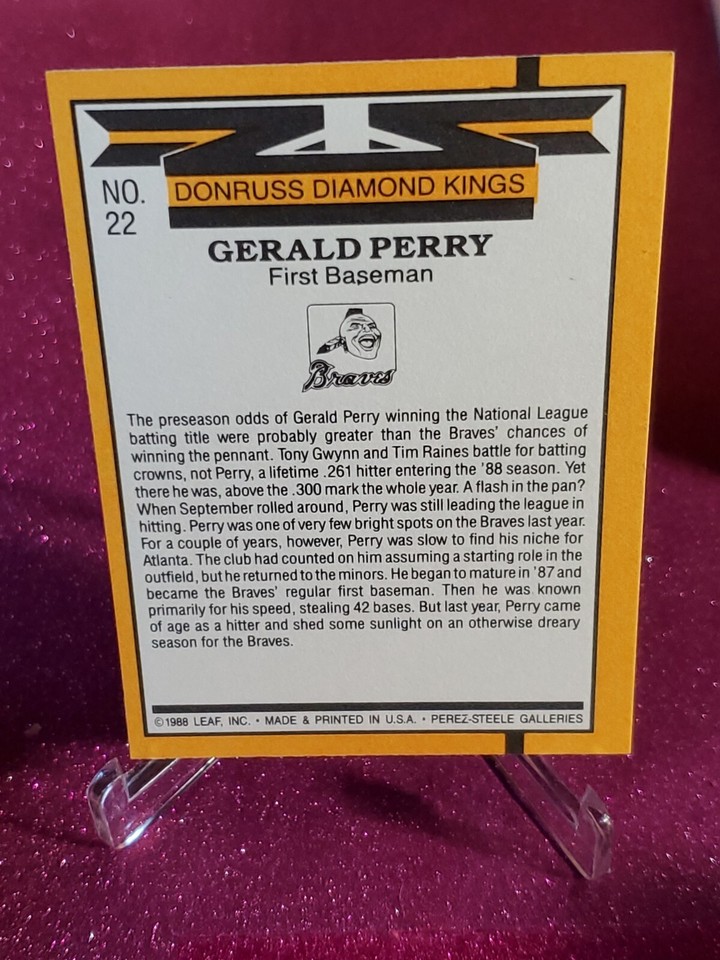 Gerald Perry 1989 Donruss Diamond Kings #22 Atlanta Braves | eBay