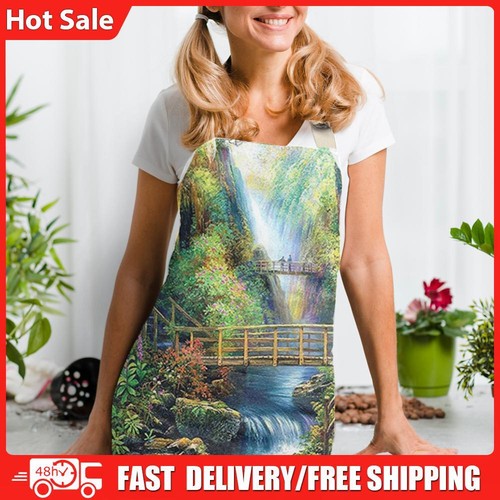 River Printed Linen Apron Waterproof Kitchen Cooking Bibs Apron for Men ...